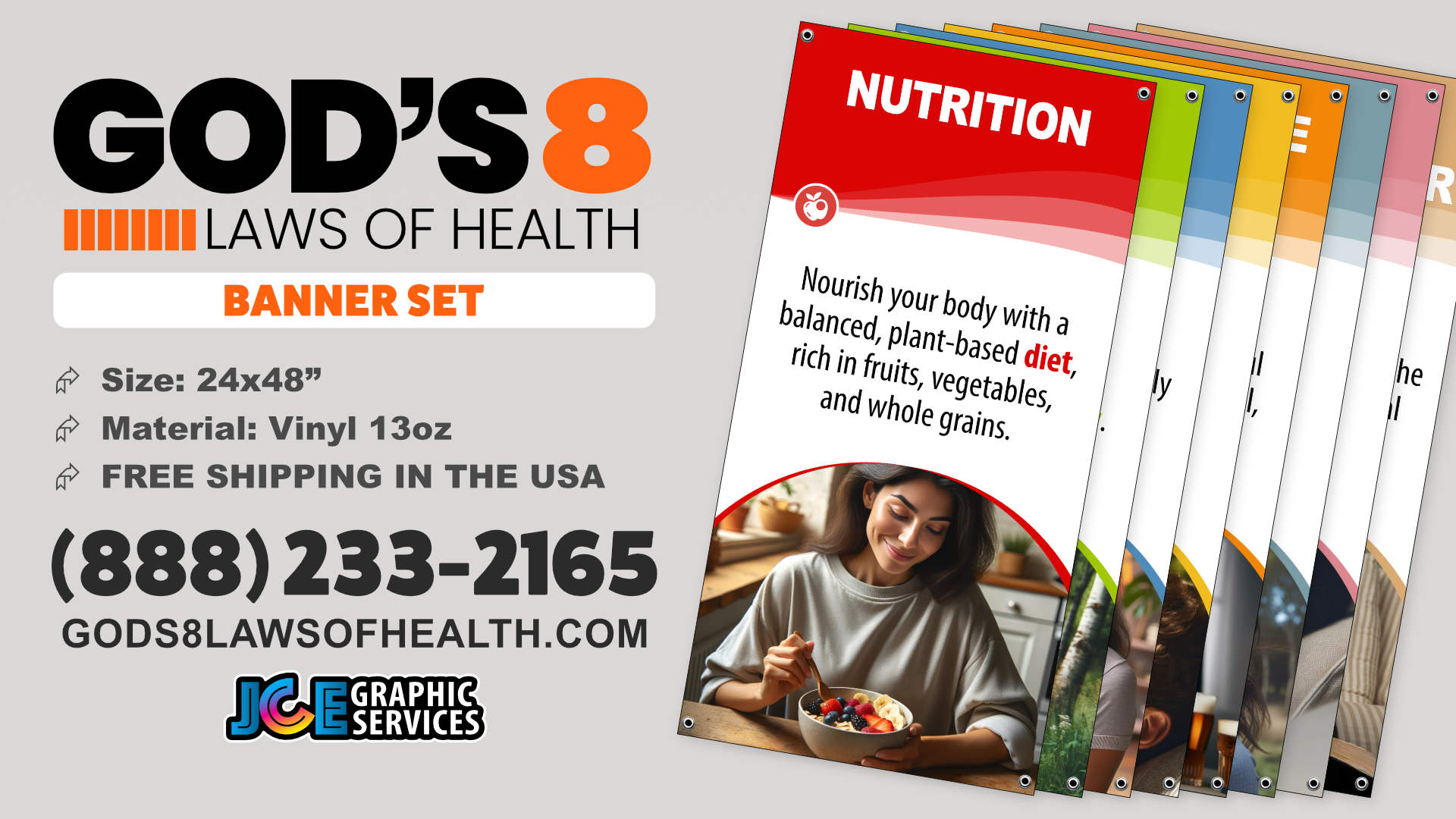 God's 8 Laws of Health Banners - God's 8 Laws of Health