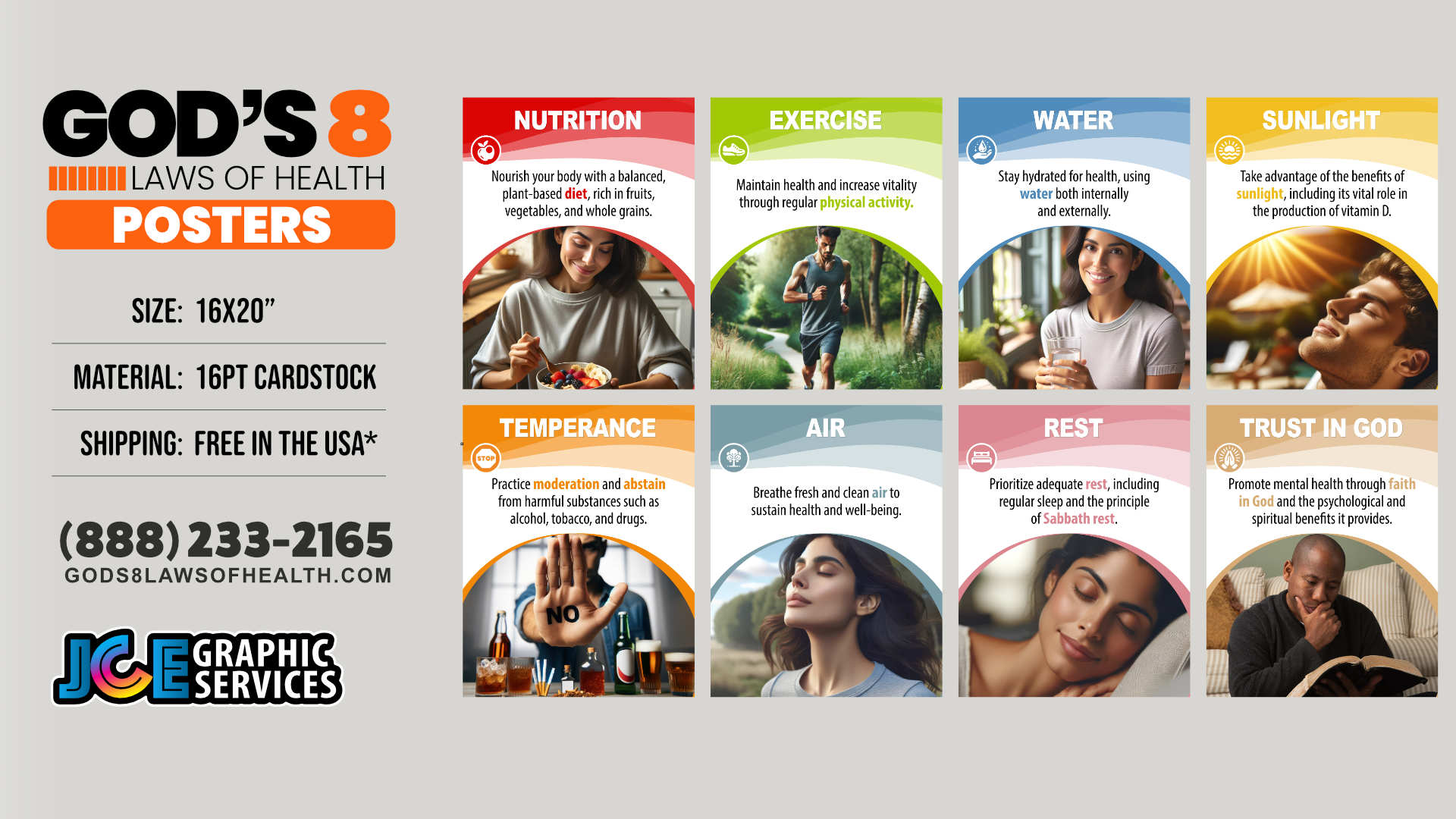 God’s 8 Laws of Health Poster Set - God's 8 Laws of Health